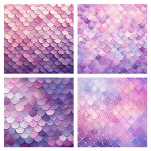Pink & Purple Mermaid Scales Digital Paper Pack | 18 High Quality 300 ...