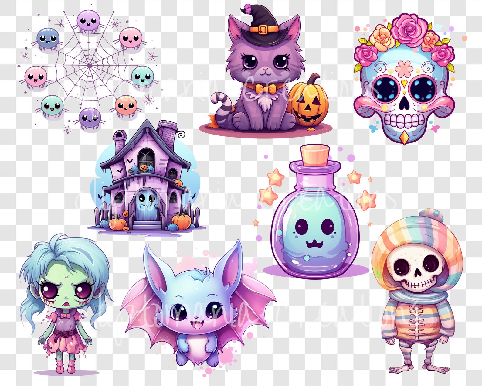 Kawaii Pastel Halloween Clipart Bundle | Set of 20 High Quality PNG ...
