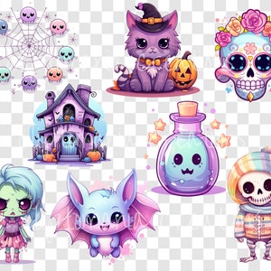 Kawaii Pastel Halloween Clipart Bundle Set of 20 High Quality PNG Files ...