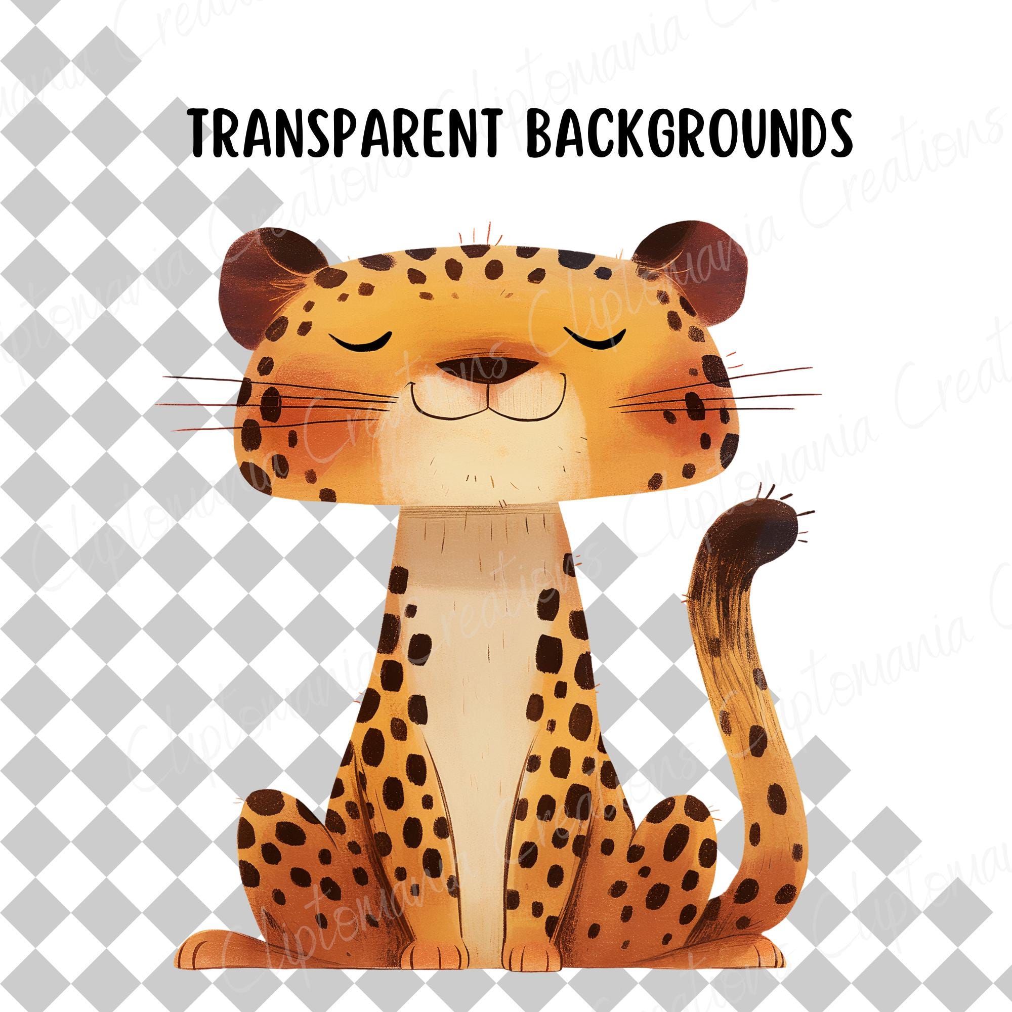 Cute Leopard PNG Clipart Bundle, Cartoon Leopards, Jungle Safari Animal ...