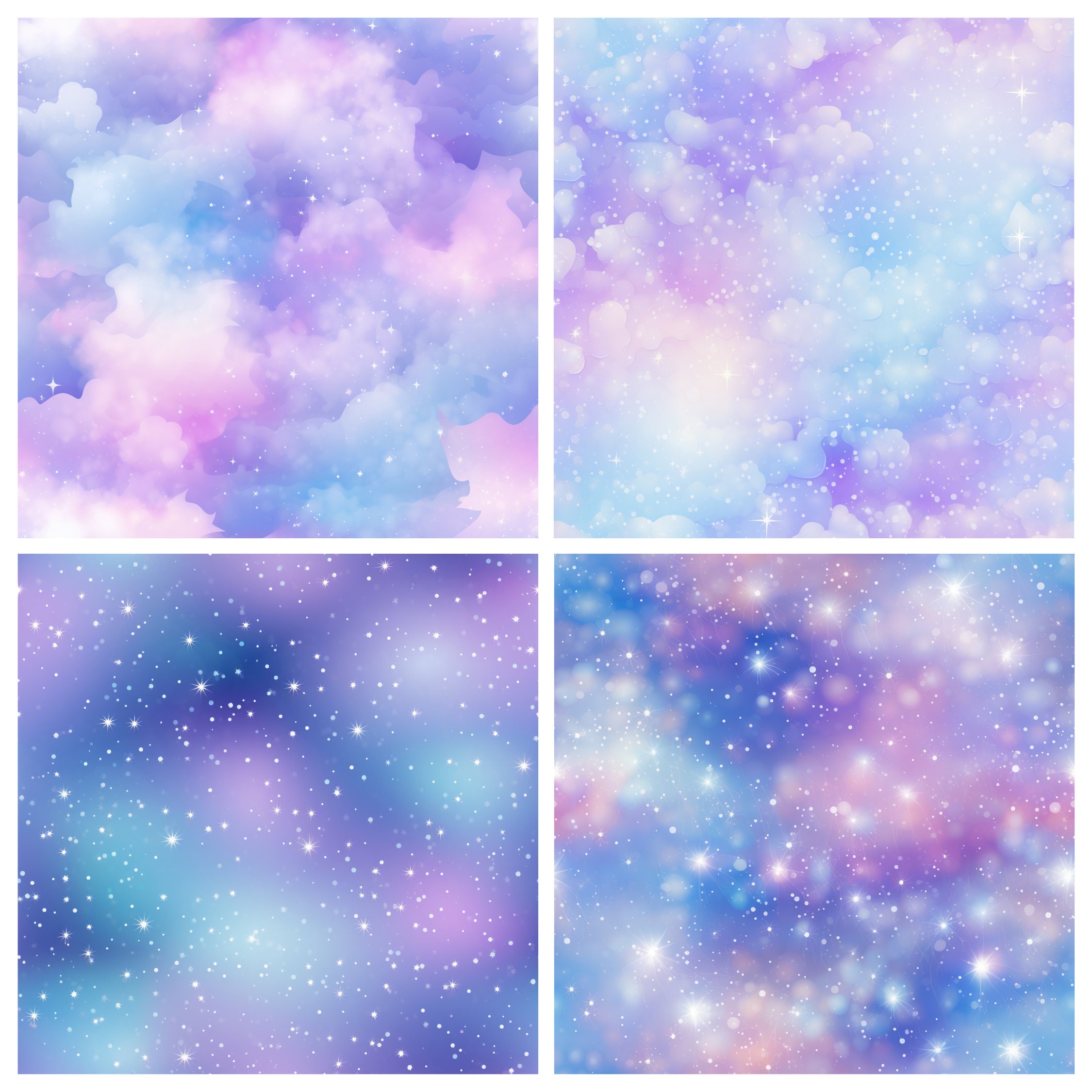 Purple and Blue Aurora Sky Digital Paper Pack | High Quality 300 DPI ...