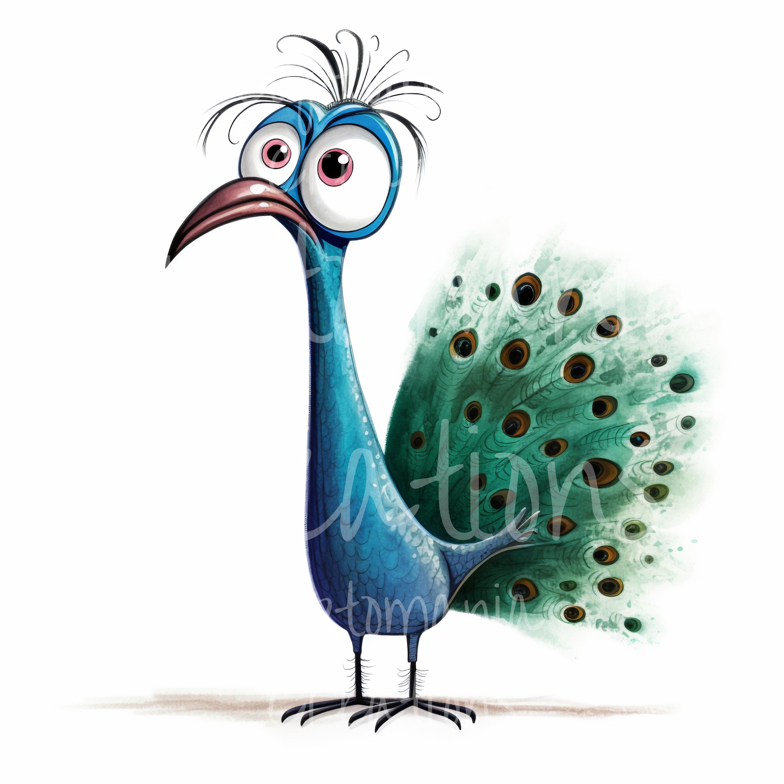 Funny Peacock Clipart Bundle | Collection of 12 Expressive Bird ...