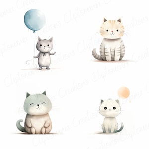 Cute Pastel Cats JPEG Clipart Bundle | 16 High Quality 300DPI Images ...