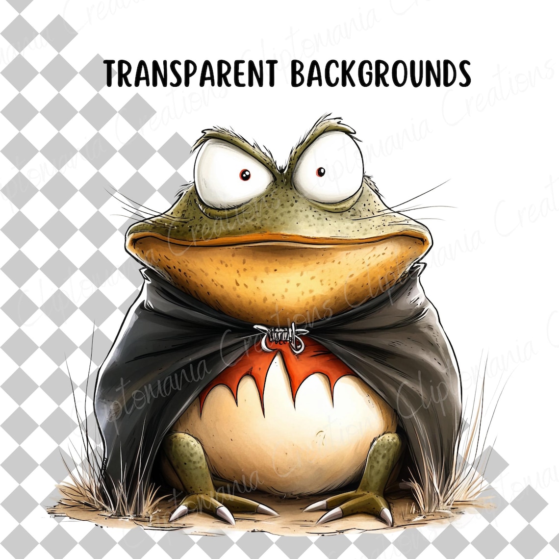 12 PNG Quirky Halloween Frog Clipart Bundle, Spooky Watercolour Clipart ...