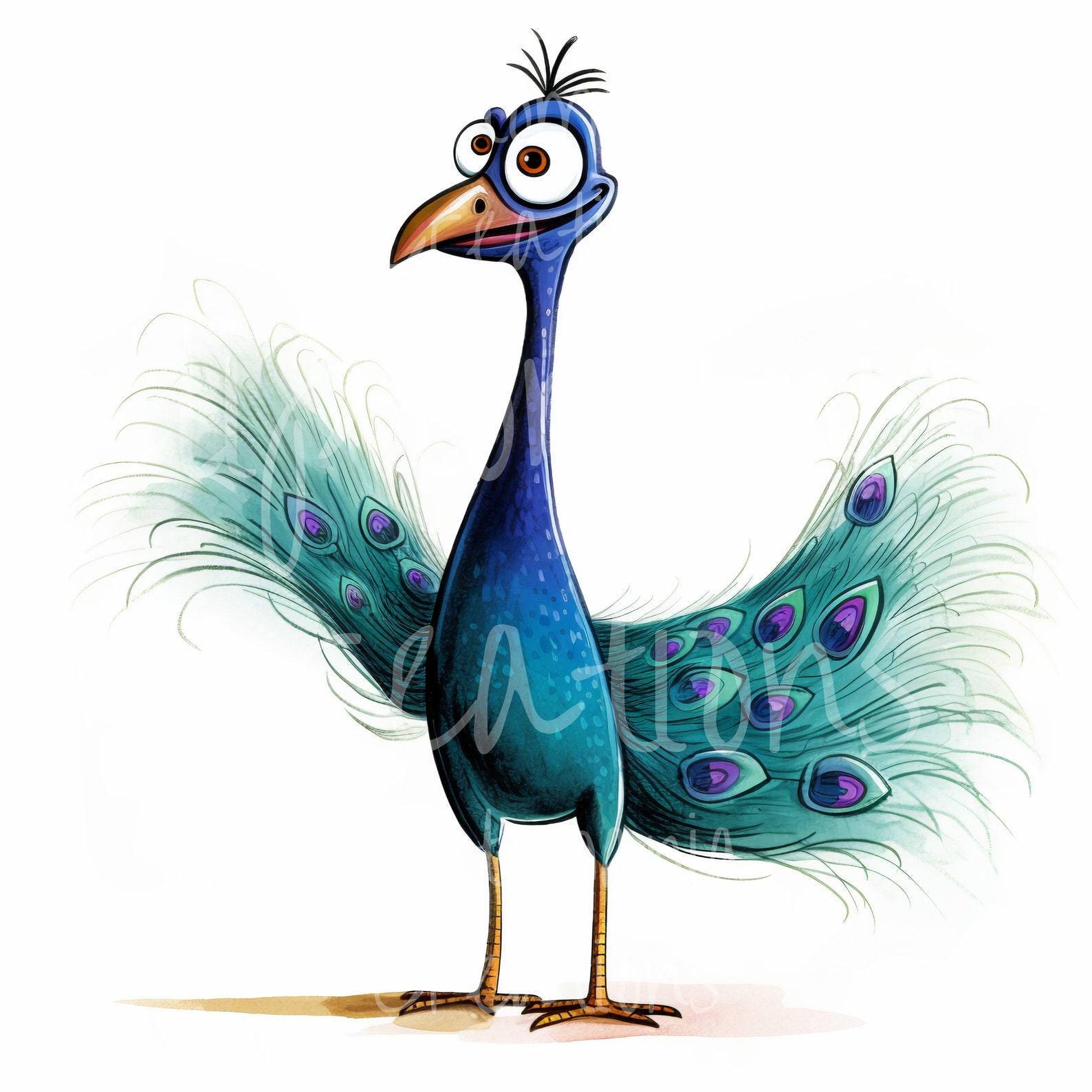 Funny Peacock Clipart Bundle | Collection of 12 Expressive Bird ...