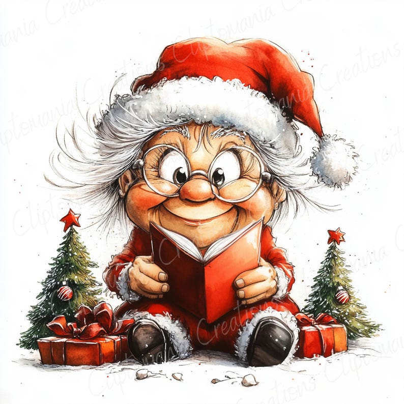 Cute Mrs Claus Christmas Clipart Bundle | JPEG Festive Printable ...