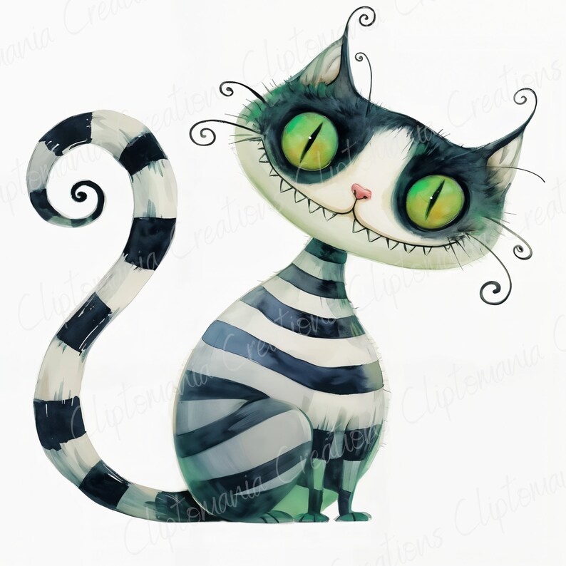 Creepy Crazy Cats Clipart Bundle | 12 JPEG Images | White Backgrounds ...