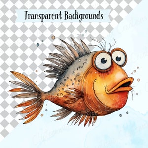 Funny Fish Clipart Bundle 12 PNG & JPEG Files | Transparent Backgrounds ...