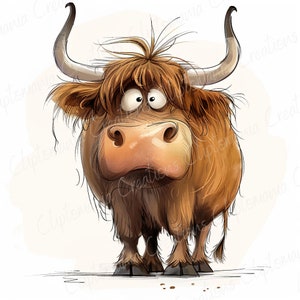 20 Funny Highland Cow Clipart Bundle JPEG Files White Backgrounds Funny ...