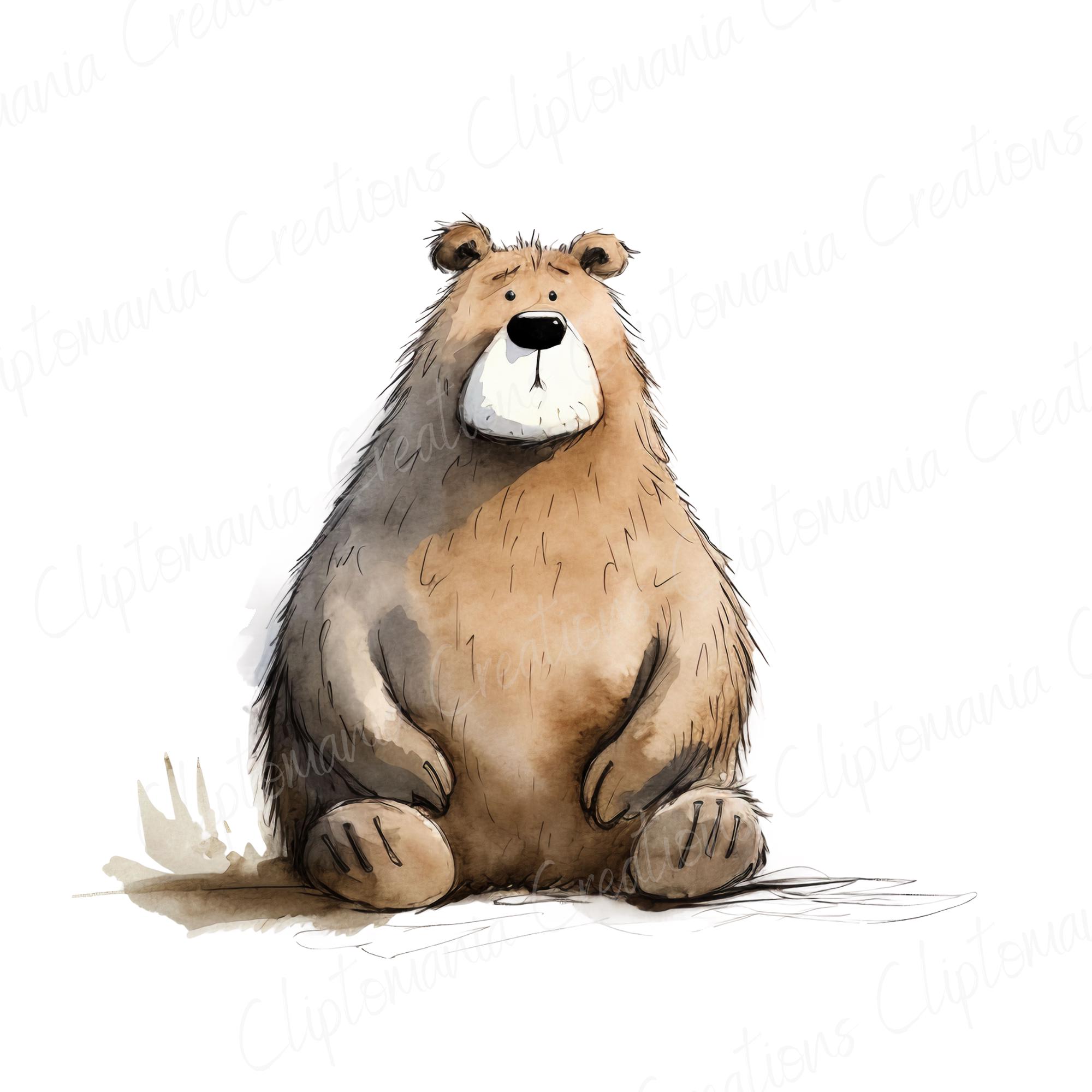 Bad Day Bears PNG Clipart Bundle | Sad Watercolour Bear Clipart ...