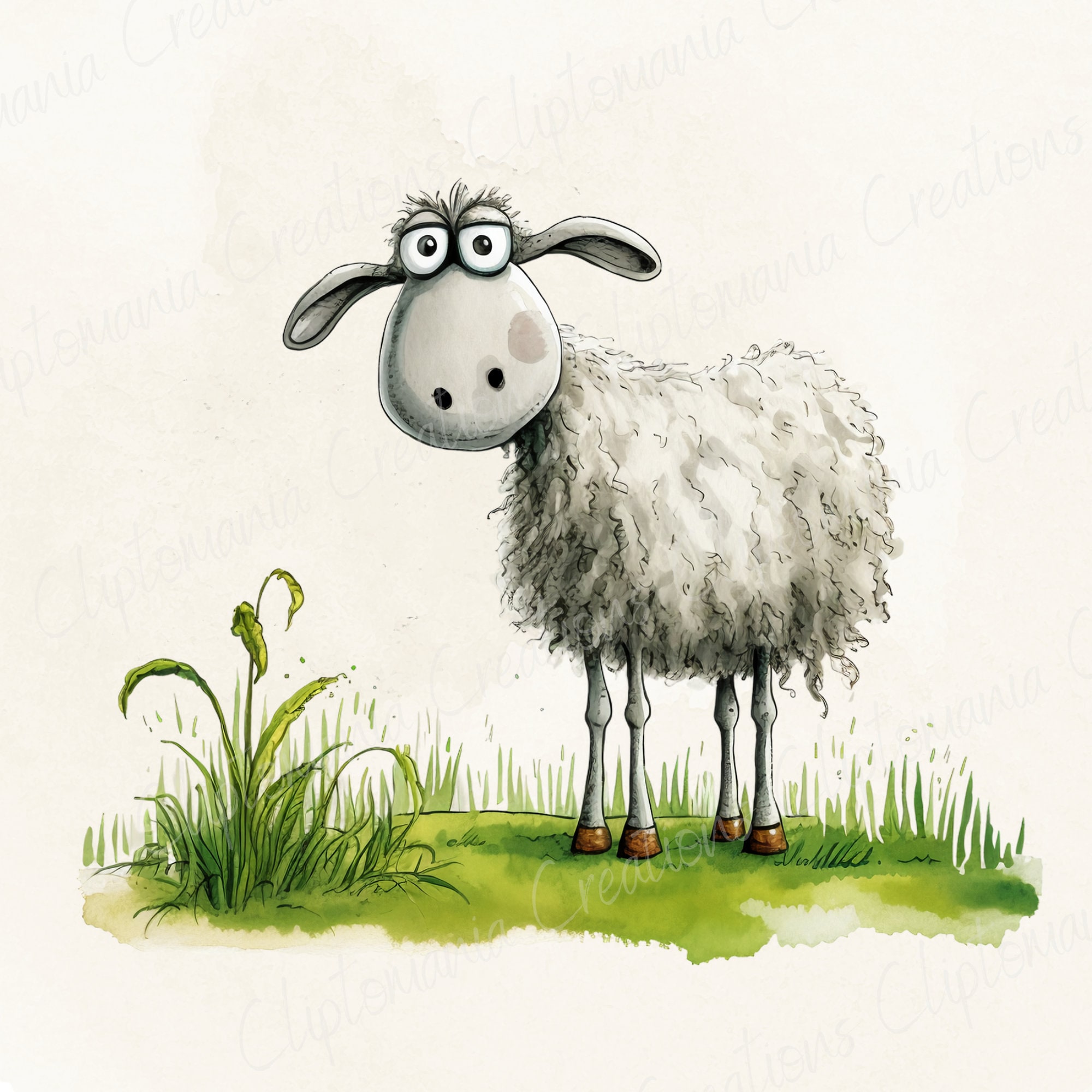 Funny Sheep 12 PNG Clipart Bundle, Junk Journal, Funny Farm Animal ...
