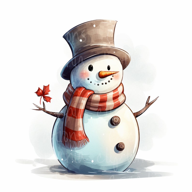 Cute Snowman Clipart Bundle Winter Clipart Illustrations 12 High ...