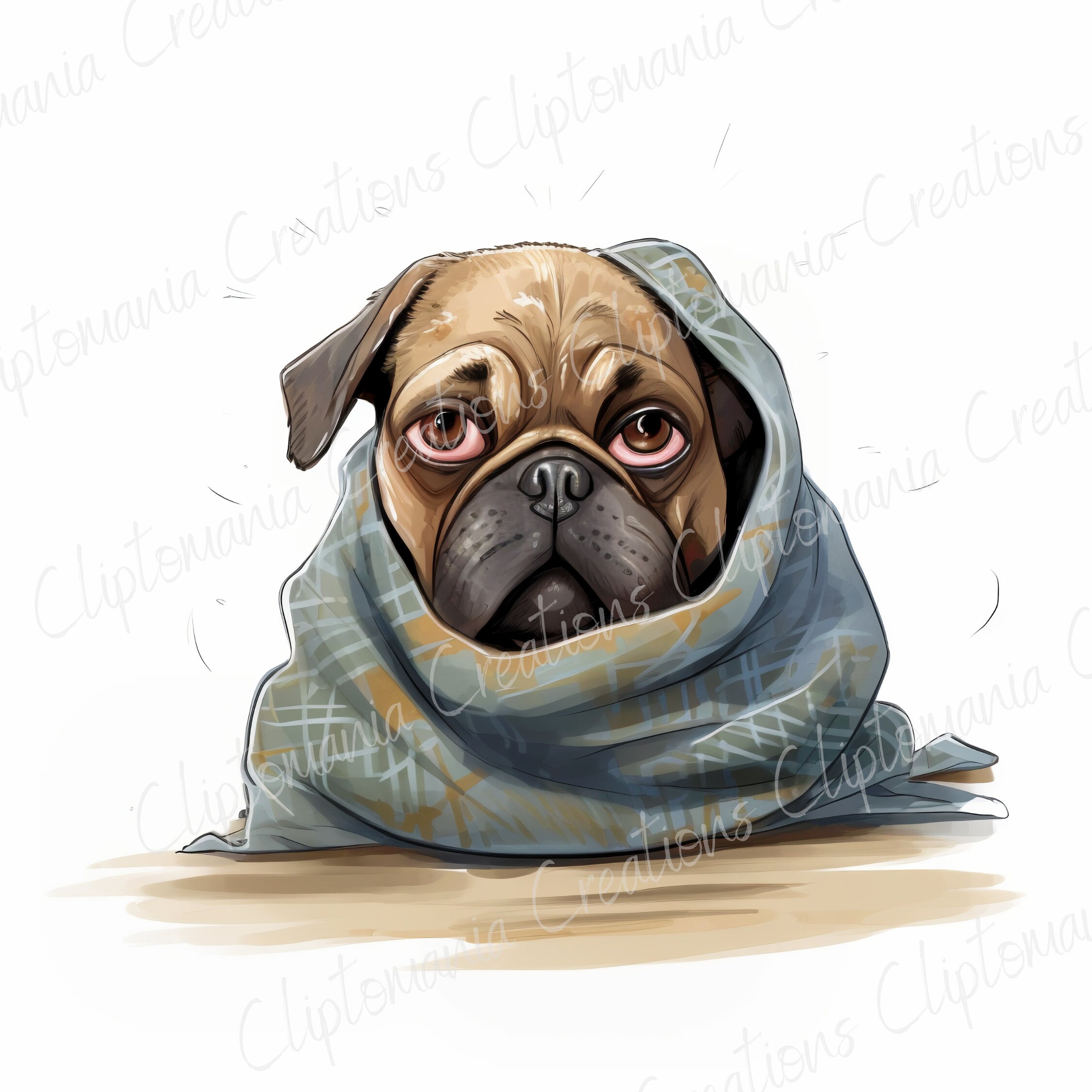 Cute and Funny Pug Dog Clipart Bundle | 12 High Quality 300DPI Images ...