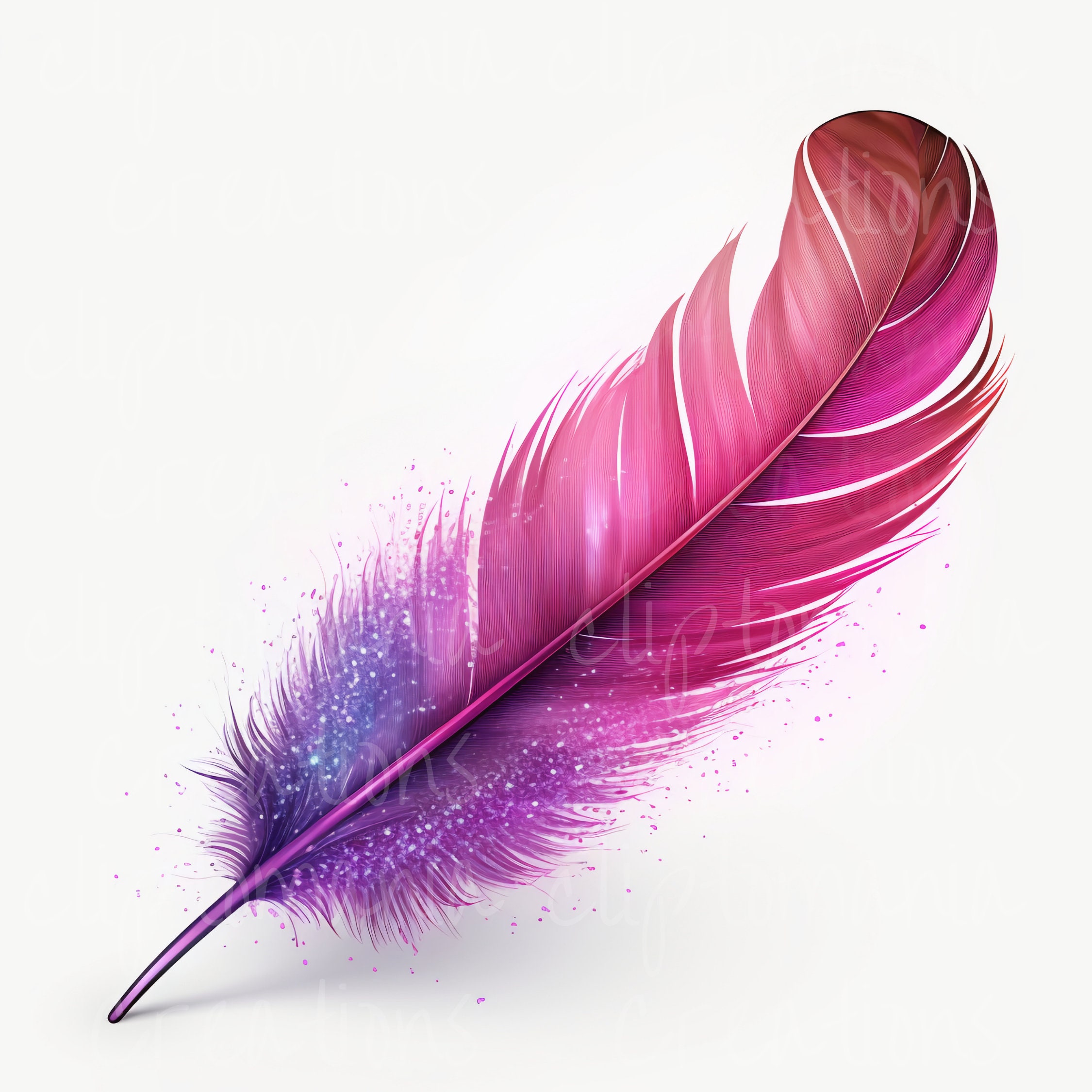 Glitter Feather Clipart Blue Purple & Pink Feathers 12 - Etsy