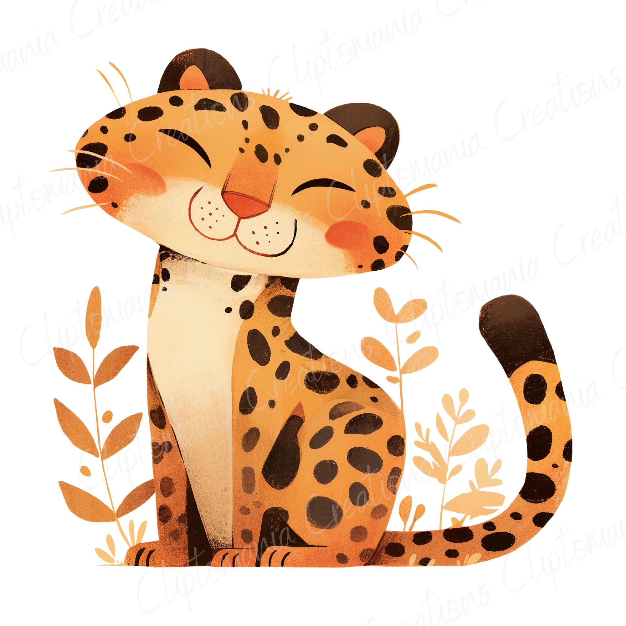 Cute Leopard PNG Clipart Bundle, Cartoon Leopards, Jungle Safari Animal ...