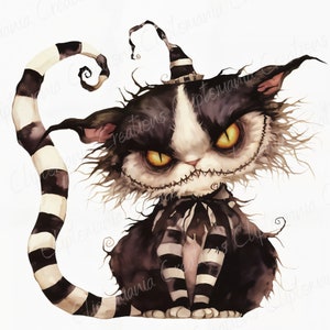 Creepy Crazy Cats Clipart Bundle | 12 JPEG Images | White Backgrounds ...