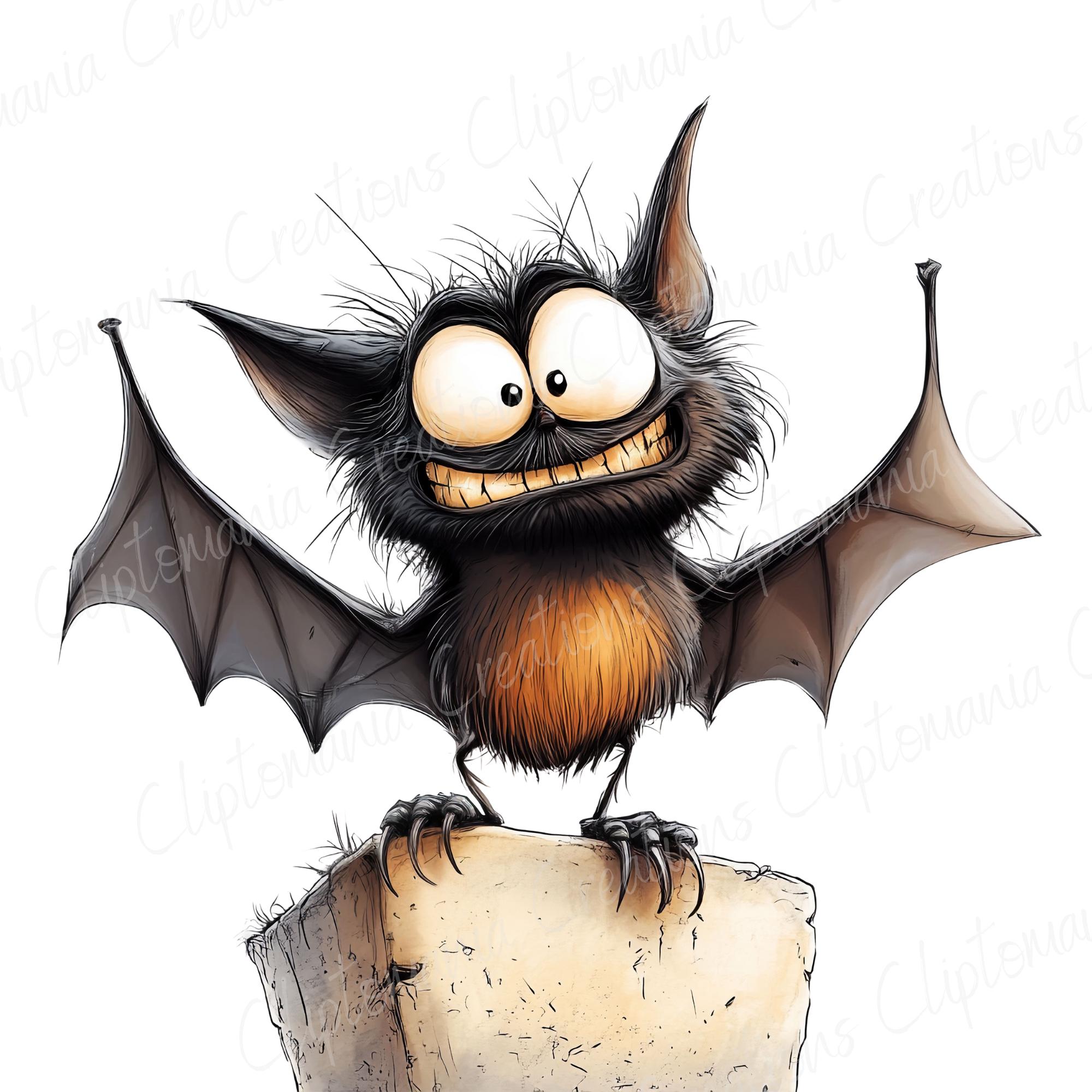Quirky Bats Clipart Bundle 12 PNG Images | DIY Invitations and Card ...