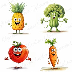 Funny Food Characters Clipart Bundle | 16 High Quality 300DPI Images ...