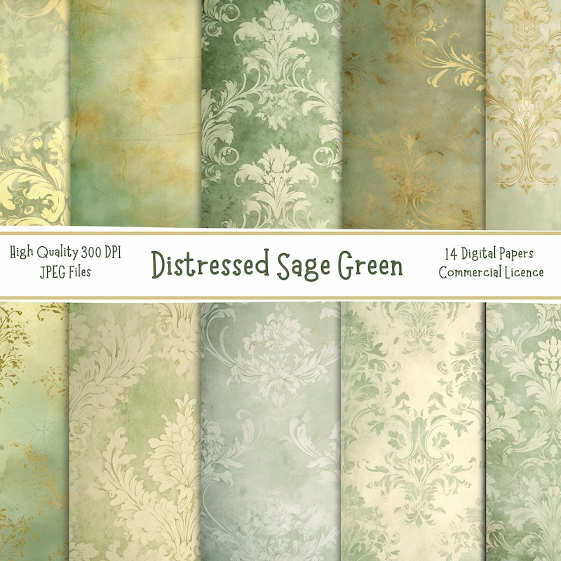 Gold Damask With Green - Etsy