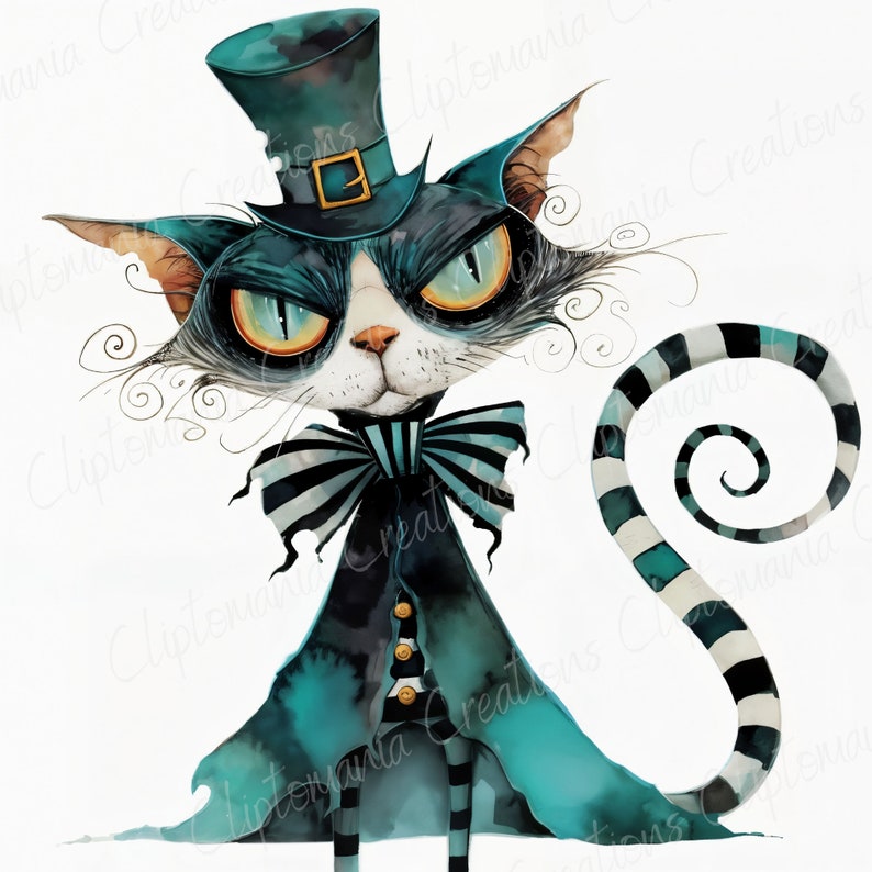 Creepy Crazy Cats Clipart Bundle | 12 JPEG Images | White Backgrounds ...
