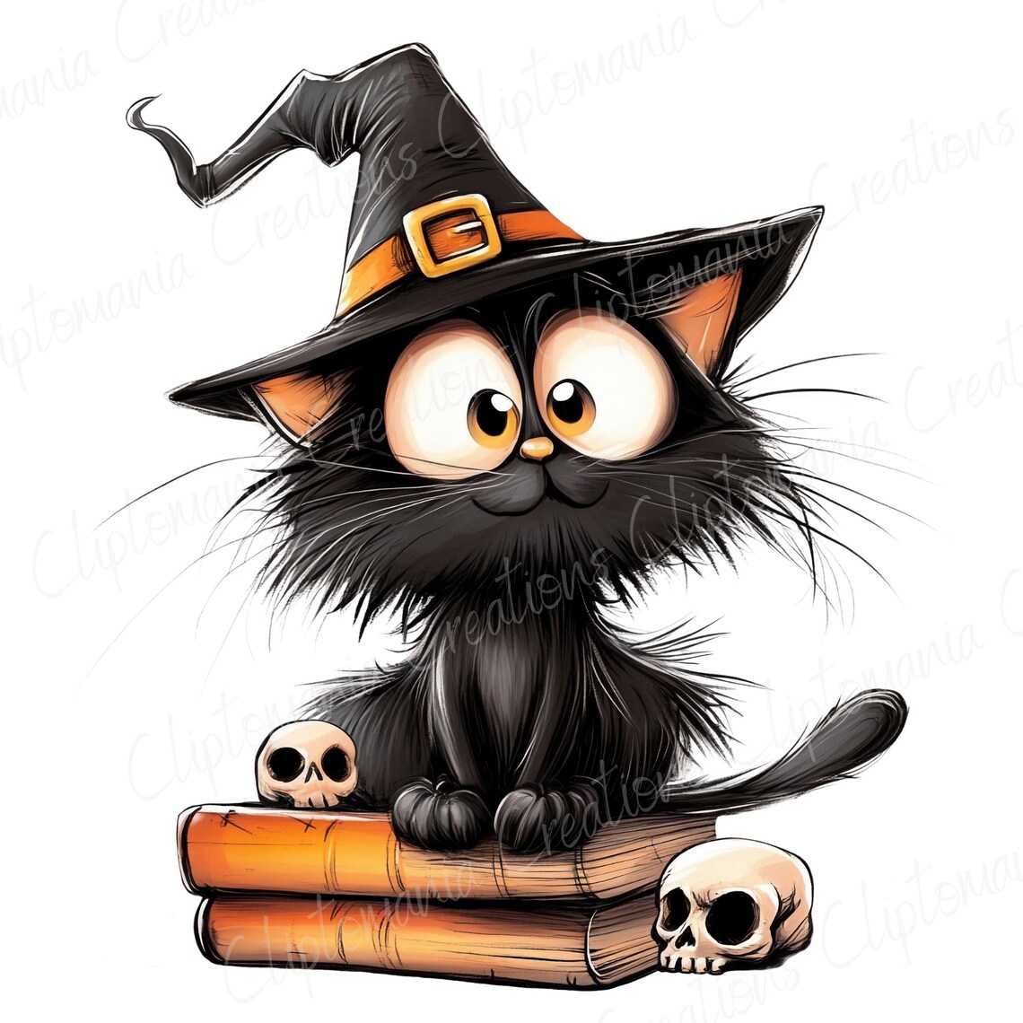 Cute Funny Halloween Cat PNG Clipart Bundle Digital Download Quirky Cat ...