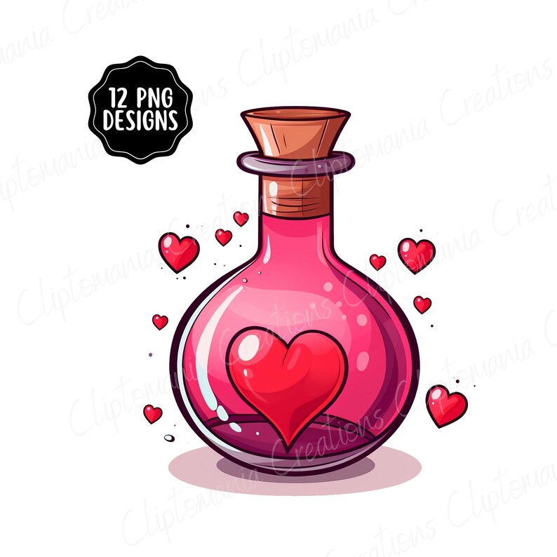 Love Potions & Roses Clipart Bundle 12 PNG Files, Transparent ...