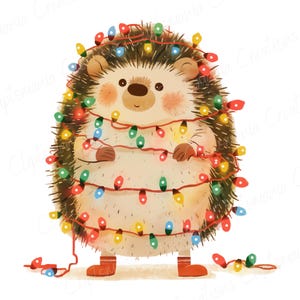 Cute Christmas Hedgehog PNG Clipart Bundle, Festive Animal Clipart ...