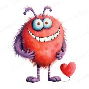 Cute Valentines Love Monsters 12 PNG | Transparent Backgrounds | Card ...