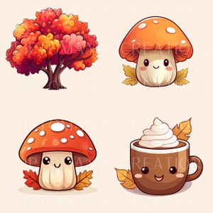 Autumn Kawaii Clipart Bundle | Set of 30 High Quality PNG Files ...