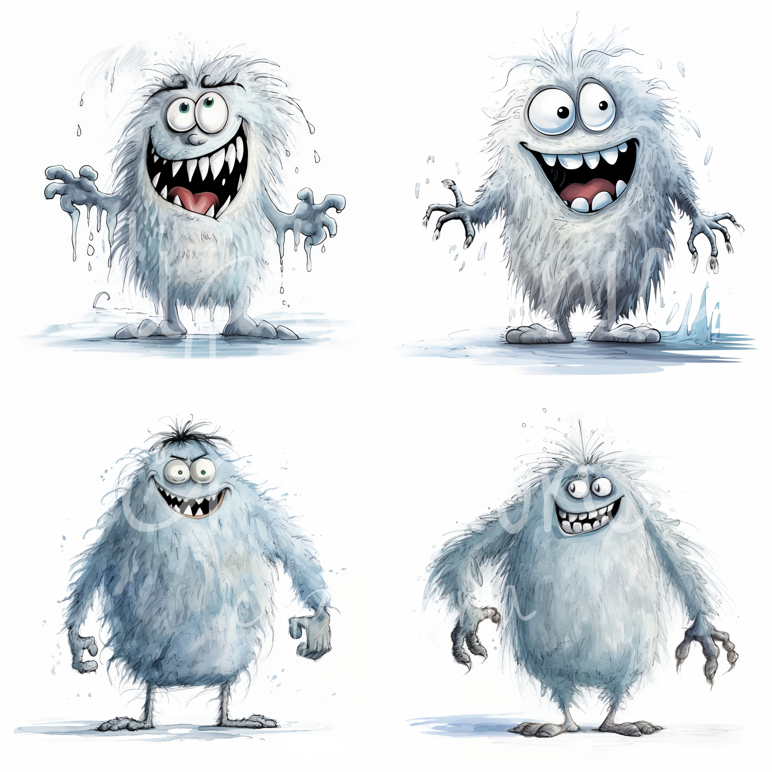 Funny Abominable Snowman Clipart Bundle 10 High Quality 300DPI Images ...