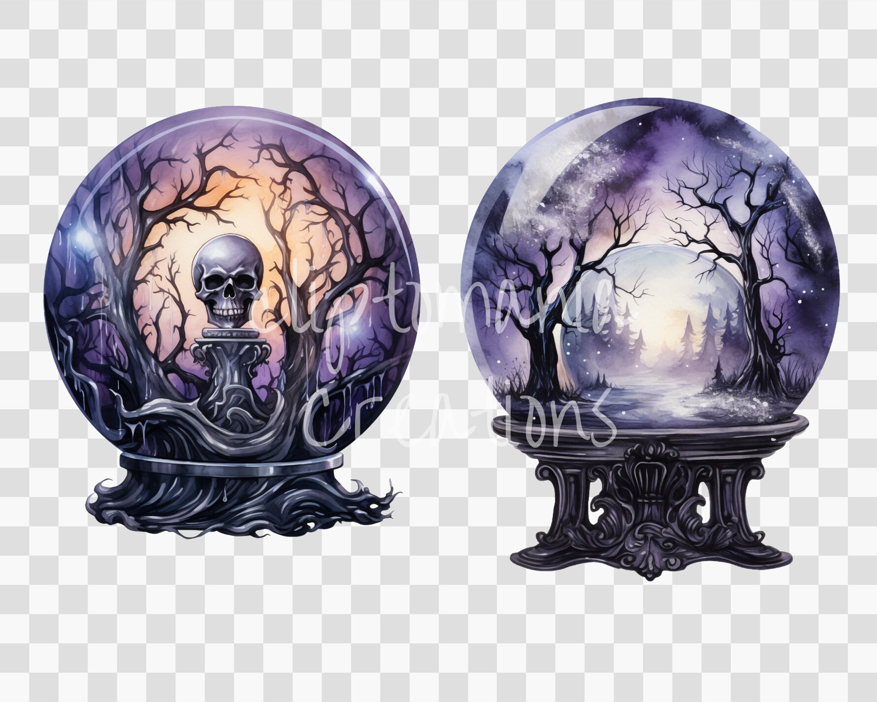 Gothic Crystal Ball Clipart Bundle Watercolour Clipart PNG - Etsy