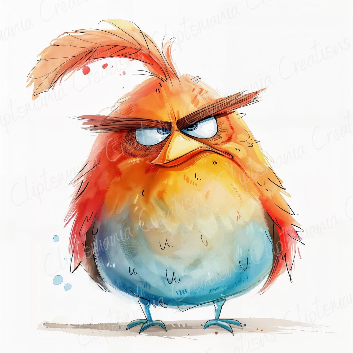 Funny Grumpy Birds 14 JPEG Clipart Bundle | Commercial Use | Card ...