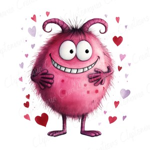 Cute Valentines Love Monsters 12 PNG | Transparent Backgrounds | Card ...