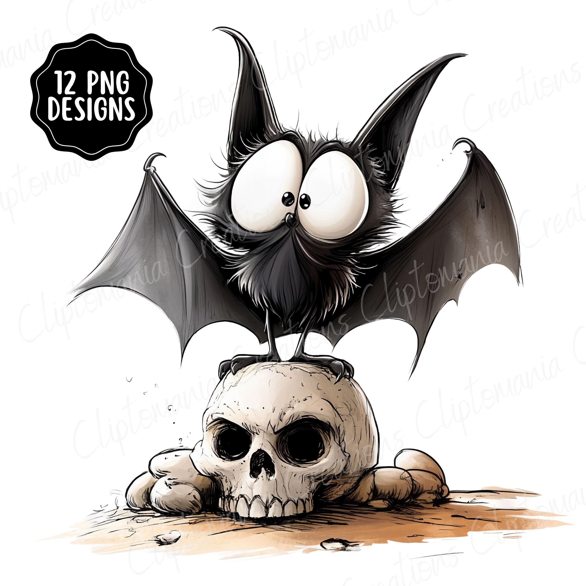 Quirky Bats Clipart Bundle 12 PNG Images | DIY Invitations and Card ...