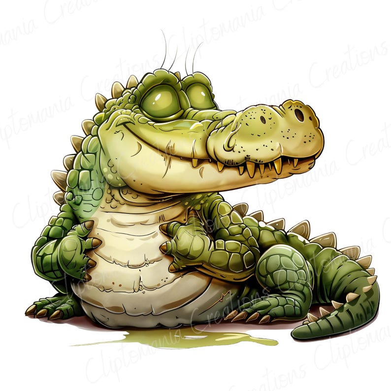 Funny Crocodile PNG Clipart Bundle | Cartoon Alligator Graphics ...