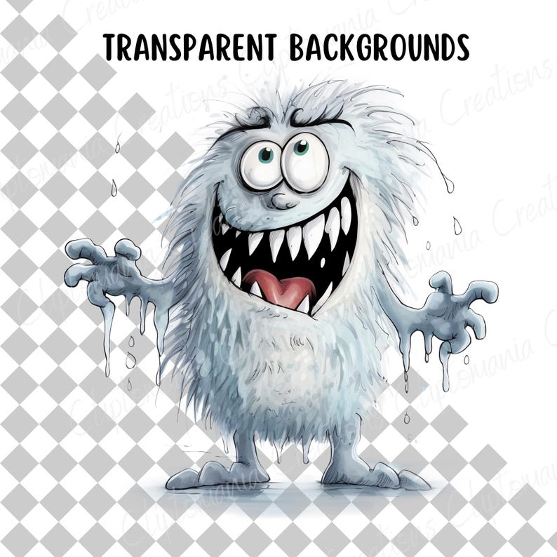 Funny Abominable Snowman PNG Clipart Bundle, Commercial Use, Winter ...