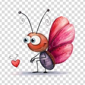 Cute Love Bug PNG Clipart Bundle | Transparent Backgrounds | Commercial ...