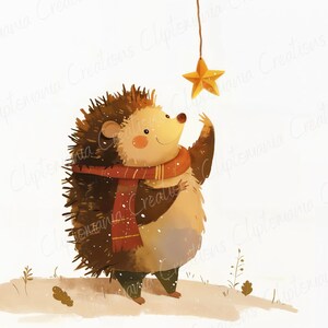 Cute Christmas Hedgehog Clipart Bundle 12 JPEG Designs Printable ...