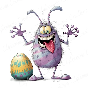 Cute and Funny Easter Monster 12 PNG Clipart Bundle | Children's Easter ...