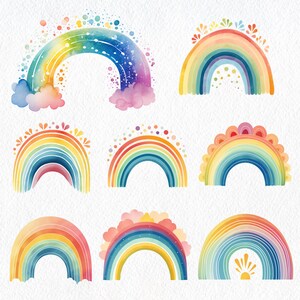 Abstract Watercolour Rainbow Clipart 8 PNG Designs | Boho Rainbows ...