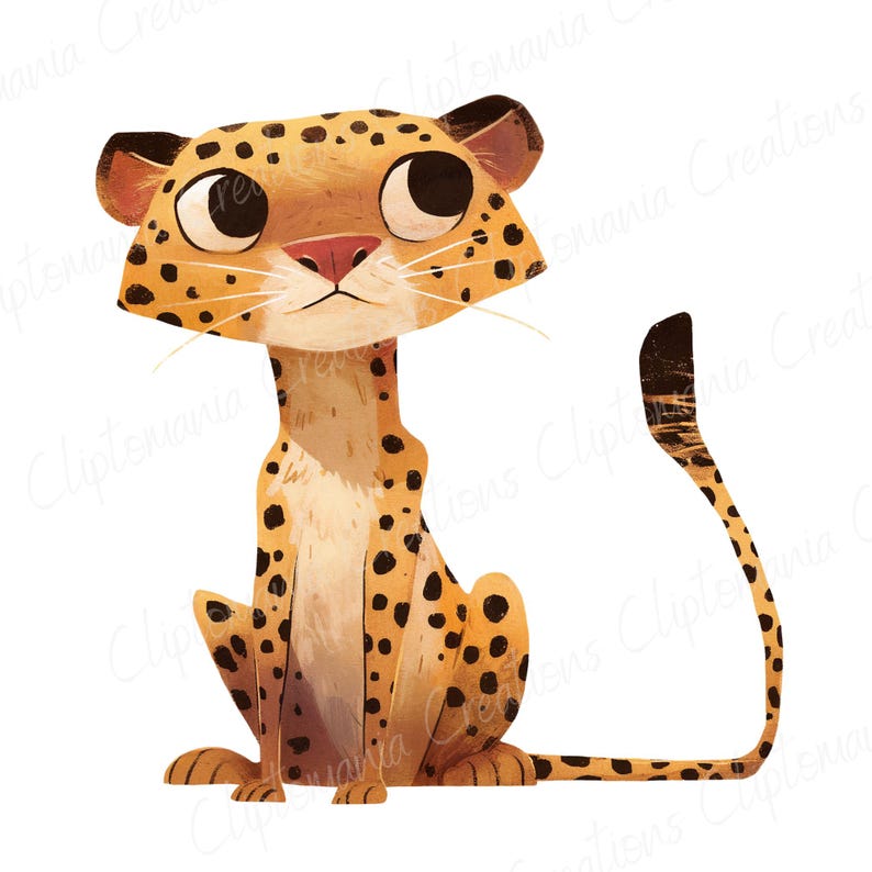 Cute Leopard PNG Clipart Bundle, Cartoon Leopards, Jungle Safari Animal ...