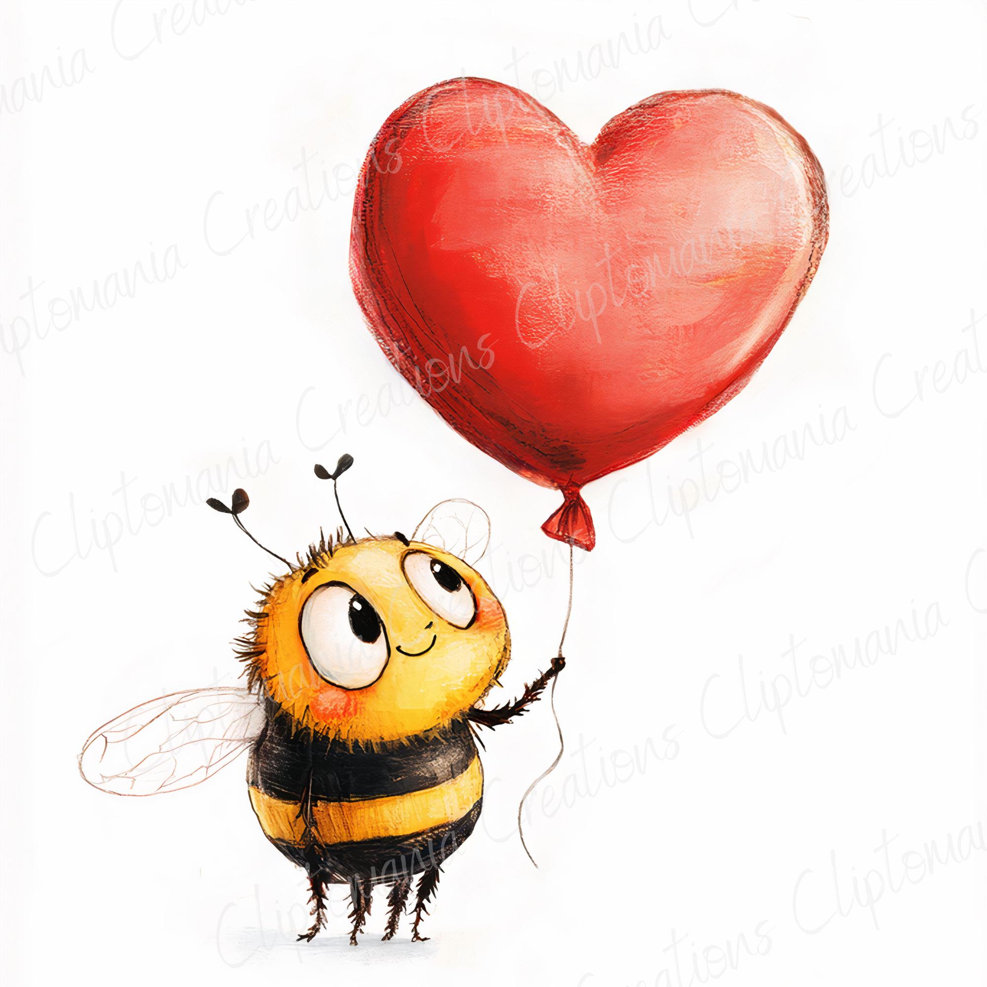 Cute Valentines Bees Clipart Bundle | Watercolour Bees | Valentines Day ...