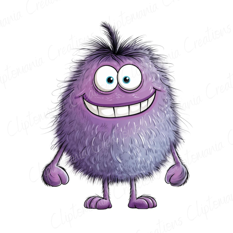 Funny Fluffy Monster Clipart Bundle 12 PNG | Cute Cartoon Monsters ...