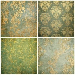 Distressed Green & Gold Digital Paper Pack | 20 High Quality 300 DPI ...