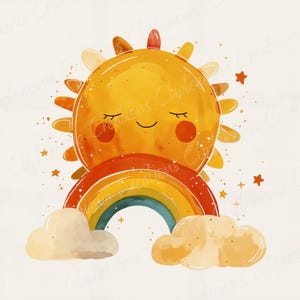 12 Cute Sun and Rainbow Clipart Bundle | JPEG Files | Commercial Use ...