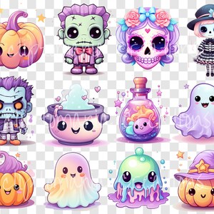 Kawaii Pastel Halloween Clipart Bundle Set of 20 High Quality PNG Files ...