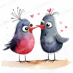 Cute Love Bird Clipart Bundle | 10 High Quality JPEG Files With ...