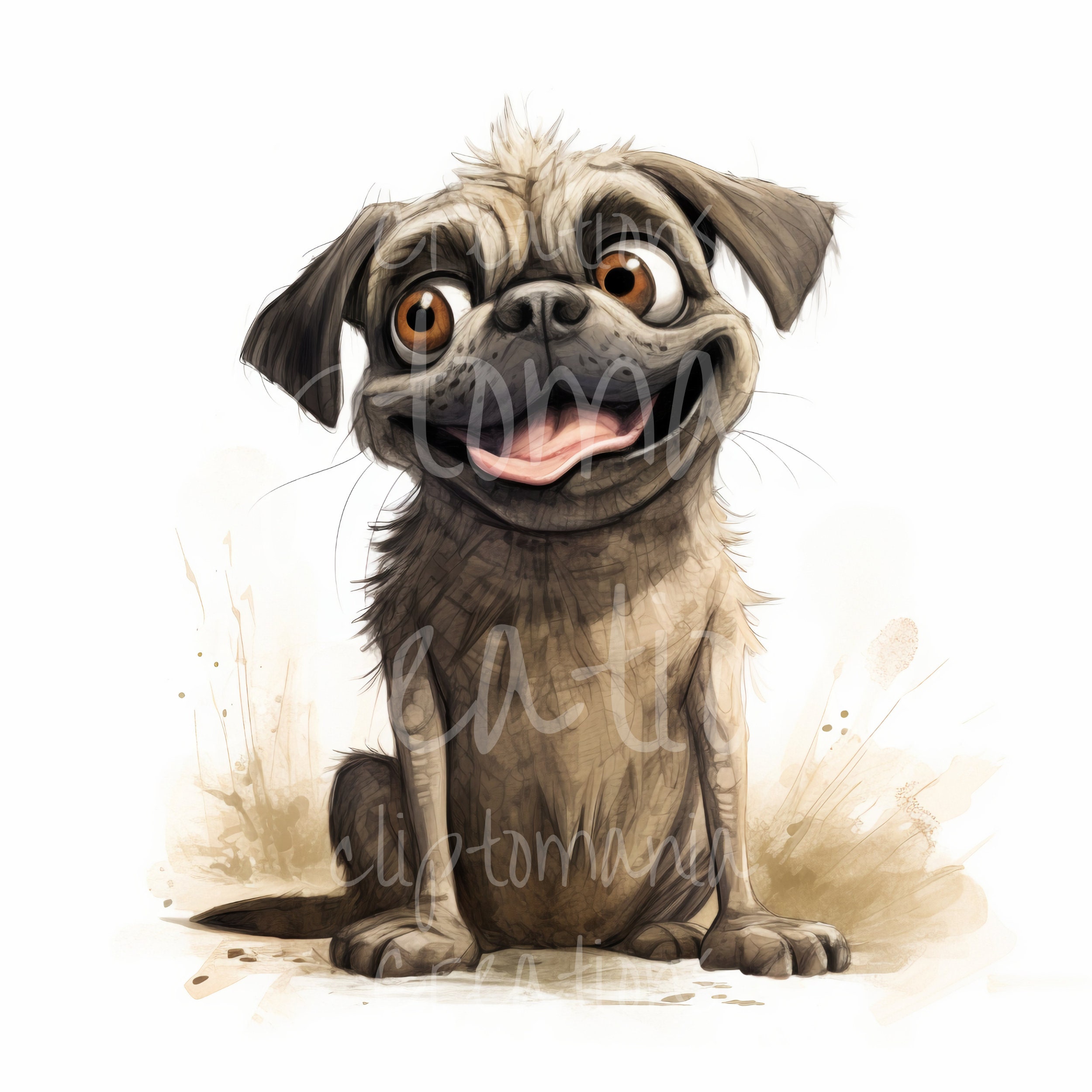 Funny Pug Dog Clipart Bundle 12 High Quality 300DPI Images - Etsy