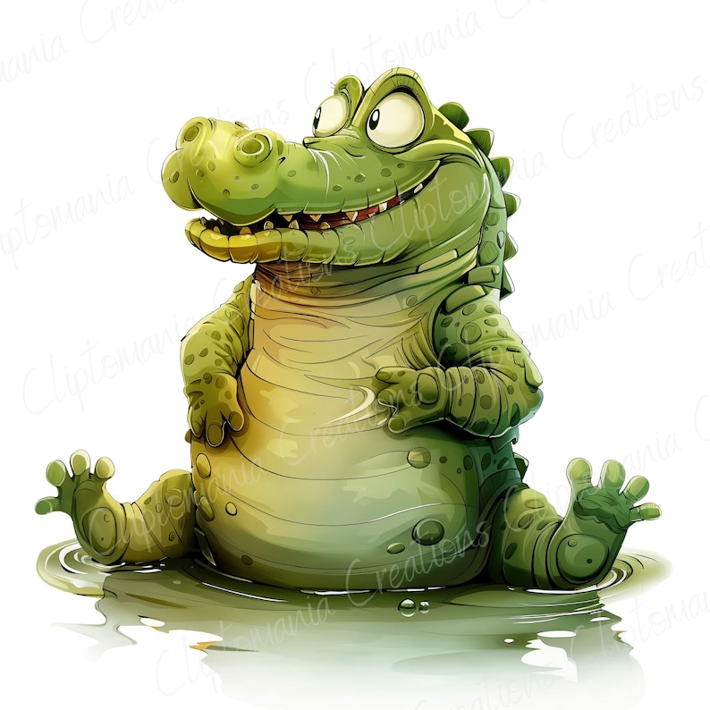 Funny Crocodile PNG Clipart Bundle | Cartoon Alligator Graphics ...