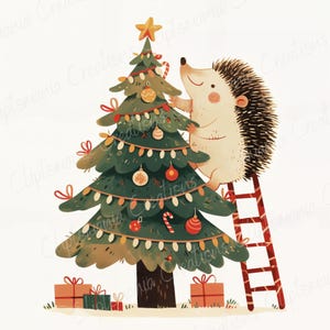 Cute Christmas Hedgehog Clipart Bundle 12 JPEG Designs Printable ...